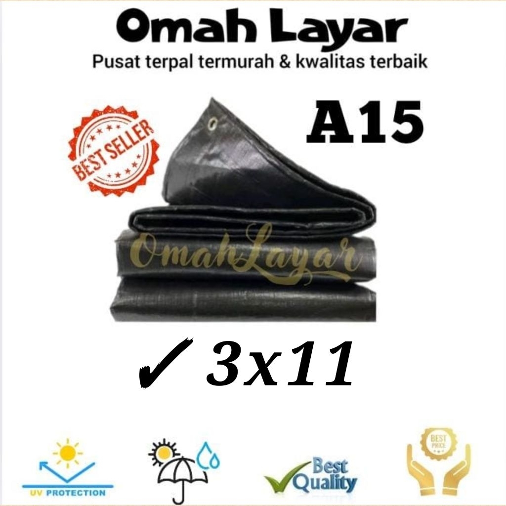 Jual terpal lembaran 3x11 A15 Hitam terpal tebal anti air dan panas ...
