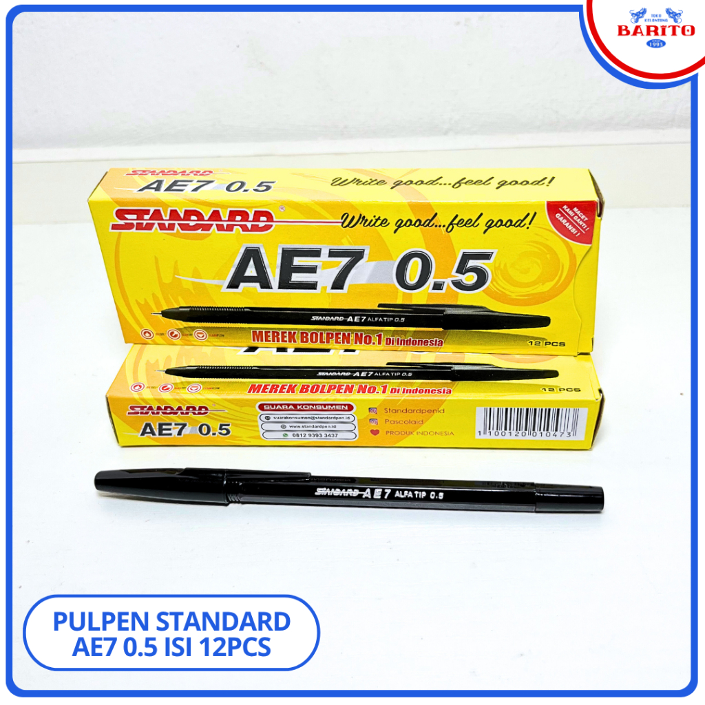 Jual Pulpen Standard AE7 Hitam 0.5mm Isi 12 PCS | Shopee Indonesia