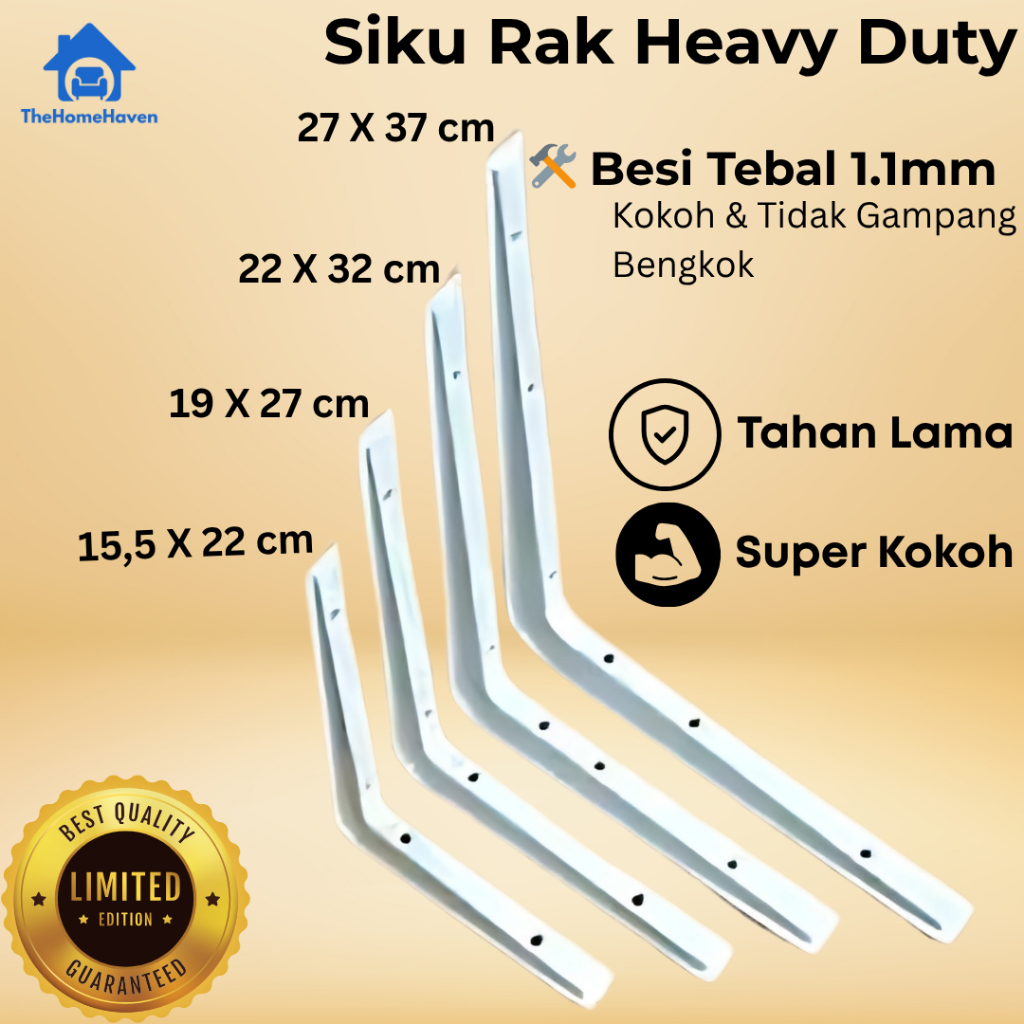 Jual (PCS) Siku Rak Besi Tebal Heavy Duty – Segi Empat Putih 1.1mm ...