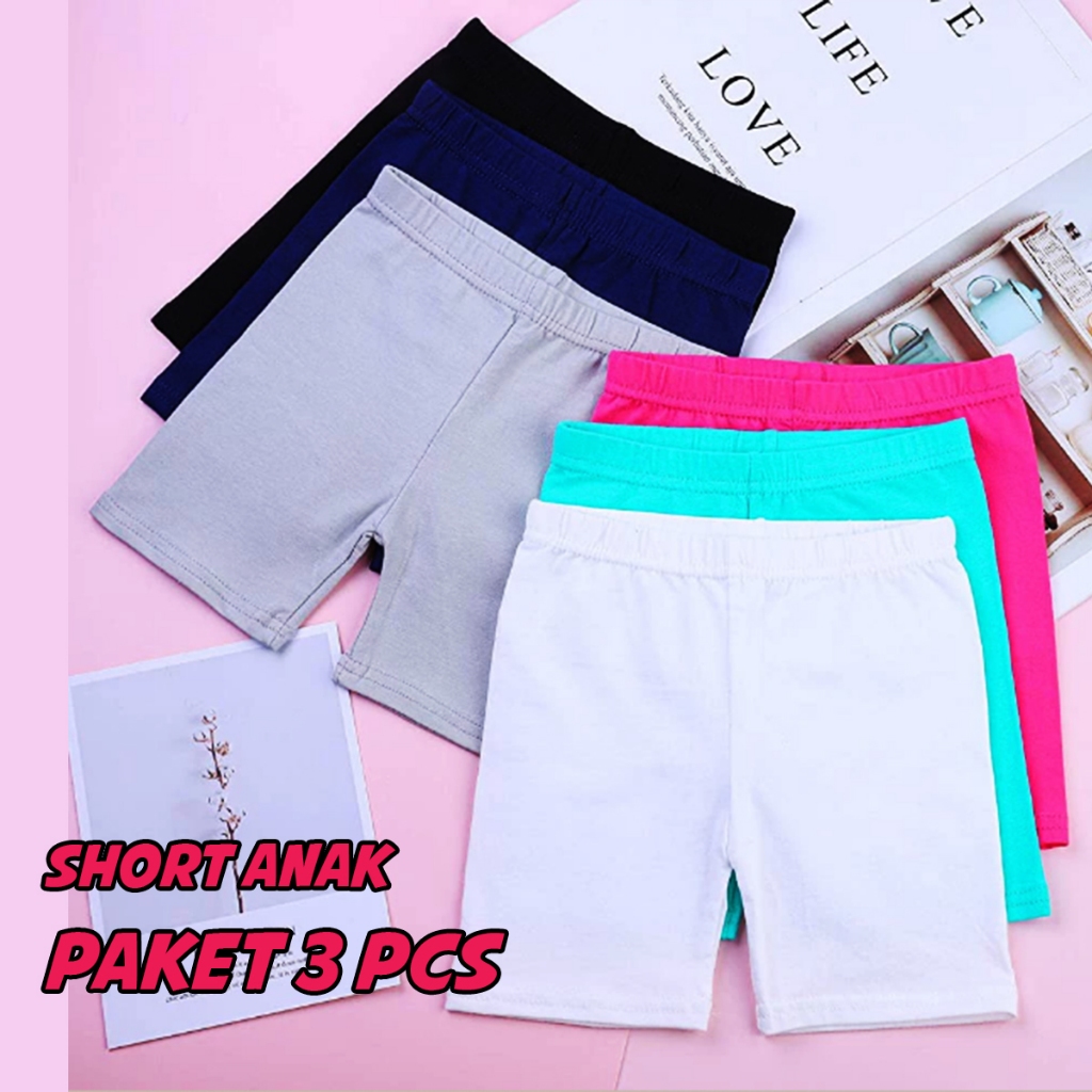 Jual PAKET HEMAT 3 Legging Pendek Anak Perempuan TK/SD | Celana Pendek Anak Harian/Shortpants ...