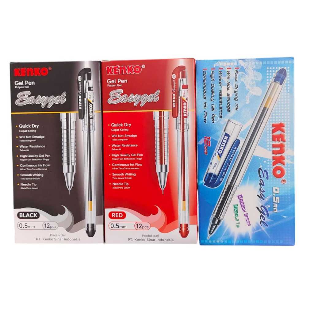 Jual PULPEN EASY GEL KENKO PER LUSIN HITAM / BIRU / MERAH | Shopee Indonesia
