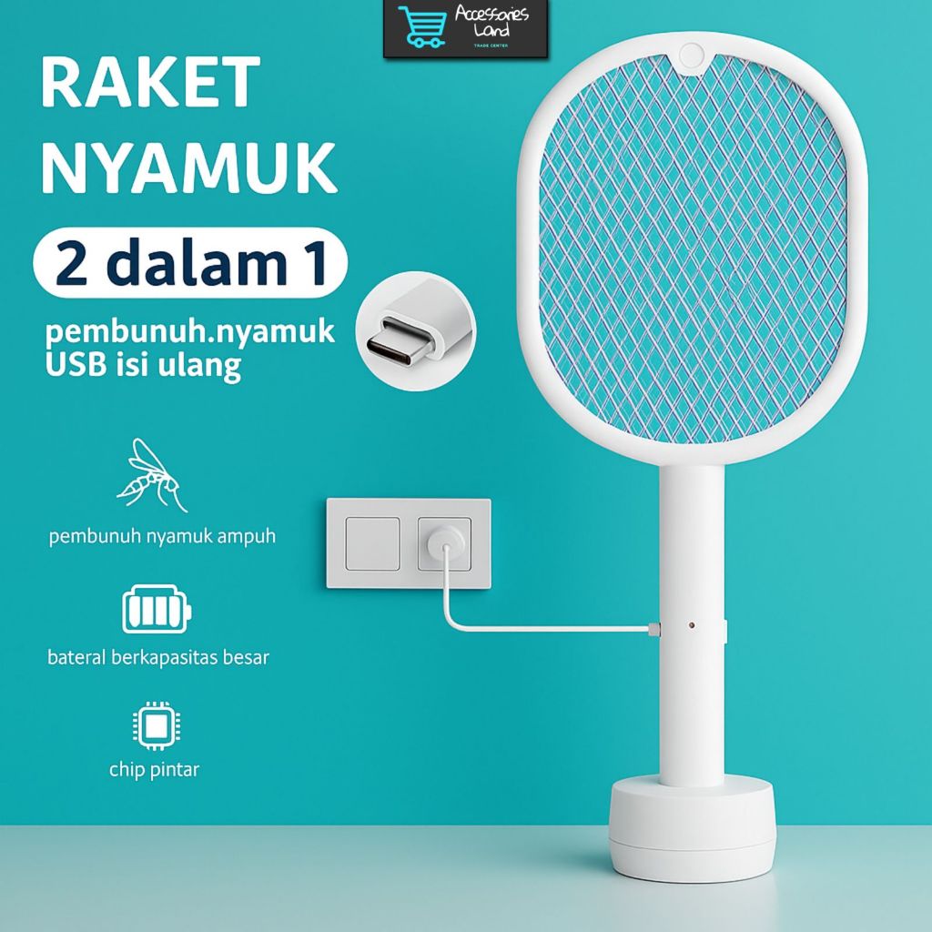 Jual Raket Nyamuk Elektrik Cas Tahan Lama Murah Awet Charger Usb 2 in1 ...