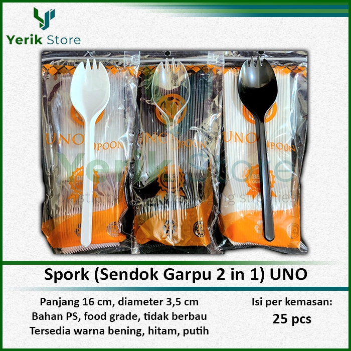 Jual Spork Sendok Garpu 2 in 1 Plastik UNO 25 pcs MAKAN BENING HITAM ...