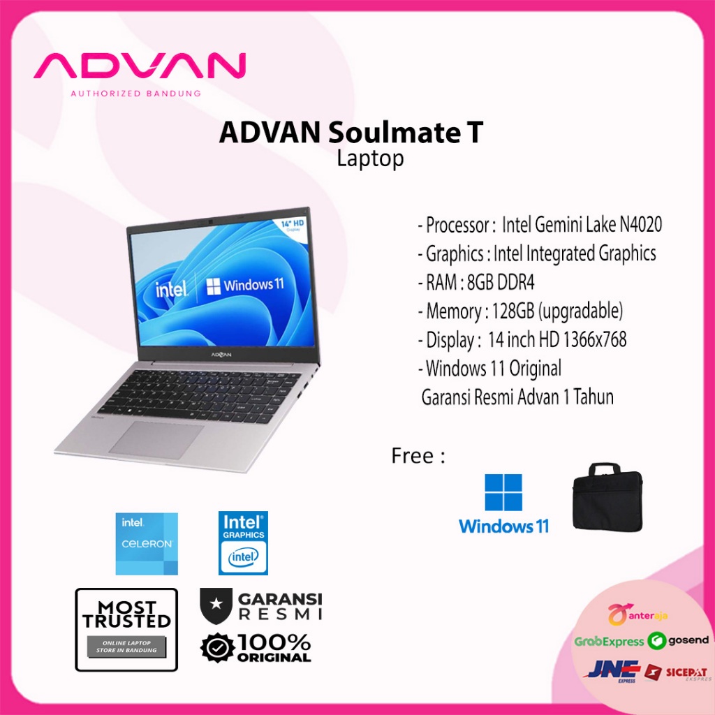 Jual Advan Soulmate T Intel Gemini Lake N4020 8GB 128emmc 14" HD WIN11 ...