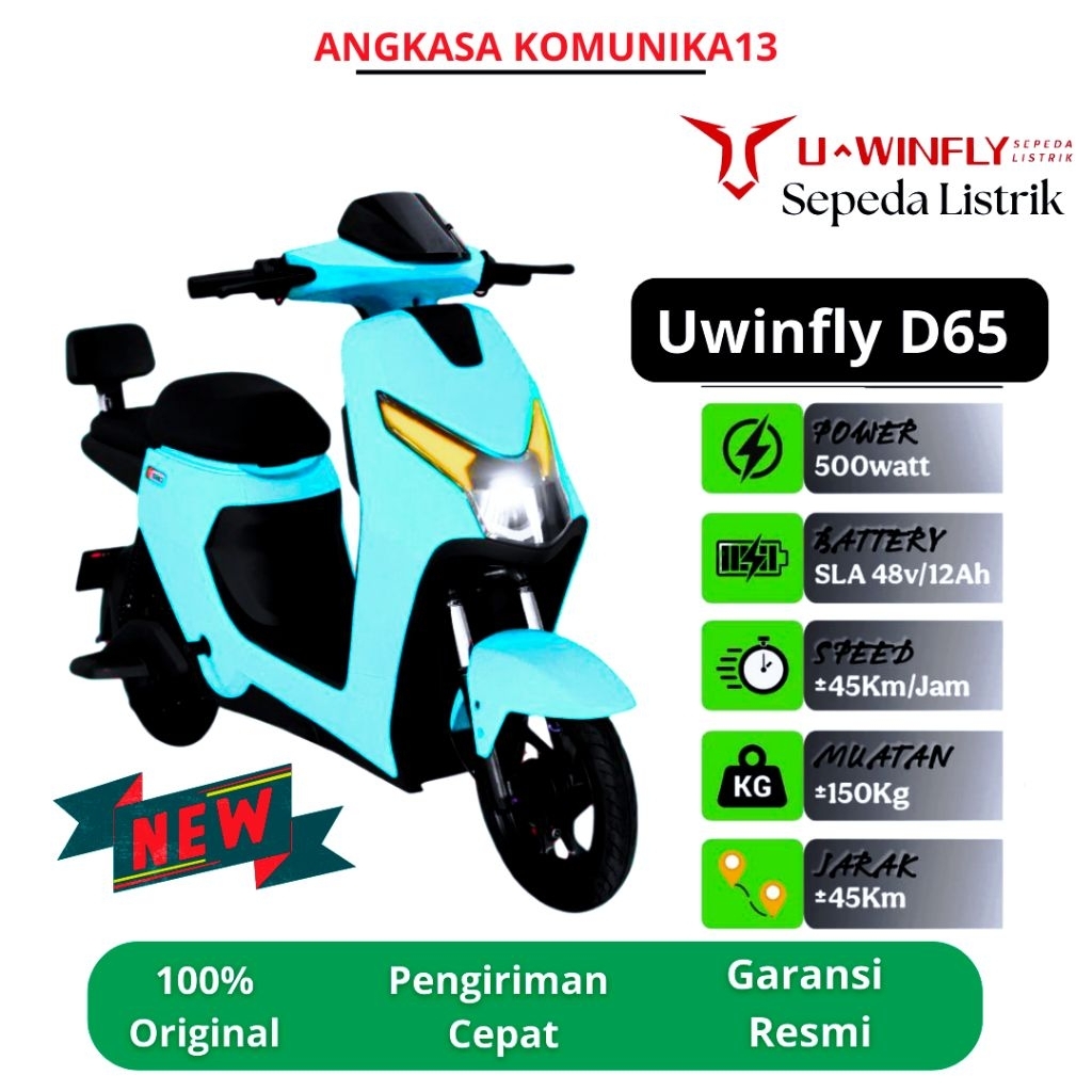 Jual Sepeda Listrik Uwinfly D65 500Watt 48/12Ah Garansi Resmi Uwinfly ...
