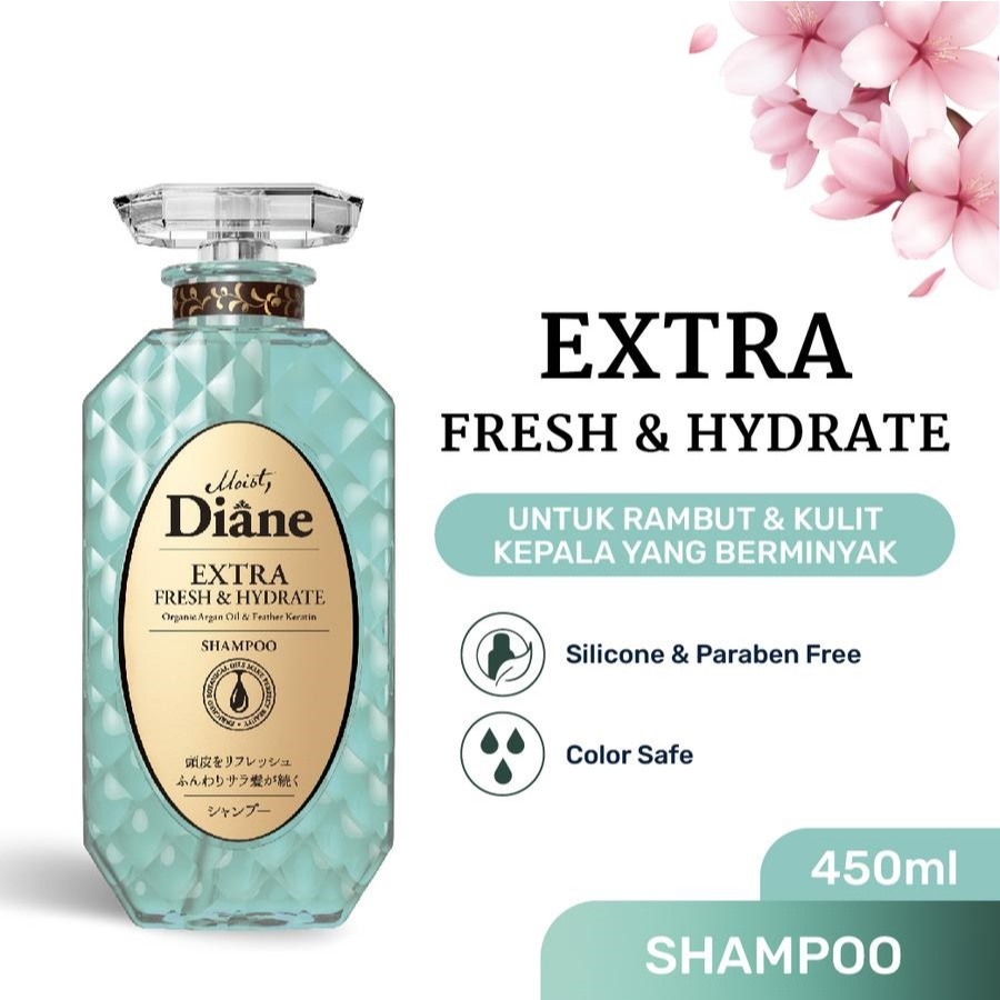 Jual Diane Moist Diane Extra Fresh and Hydrate Shampoo 450ml / Extra ...
