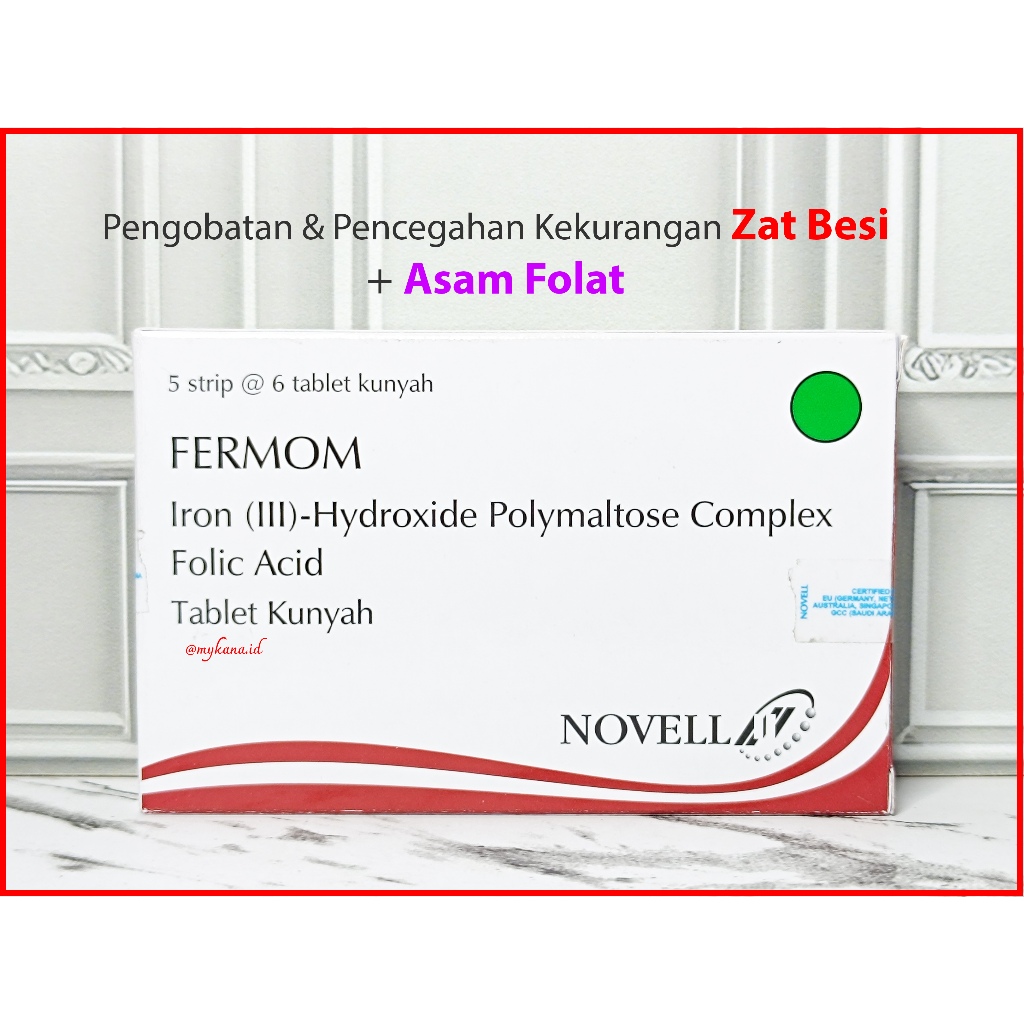 Jual FERMOM 30 Tablet Kunyah Novell - Suplementasi Zat besi Asam Folat ...