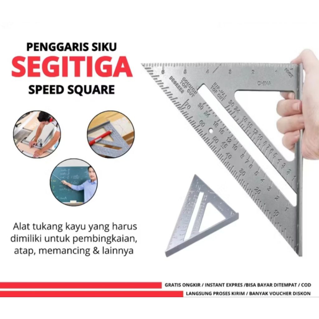 Jual Penggaris Siku Sudut Segitiga 12 inc Besar Bahan Metal Aluminium ...