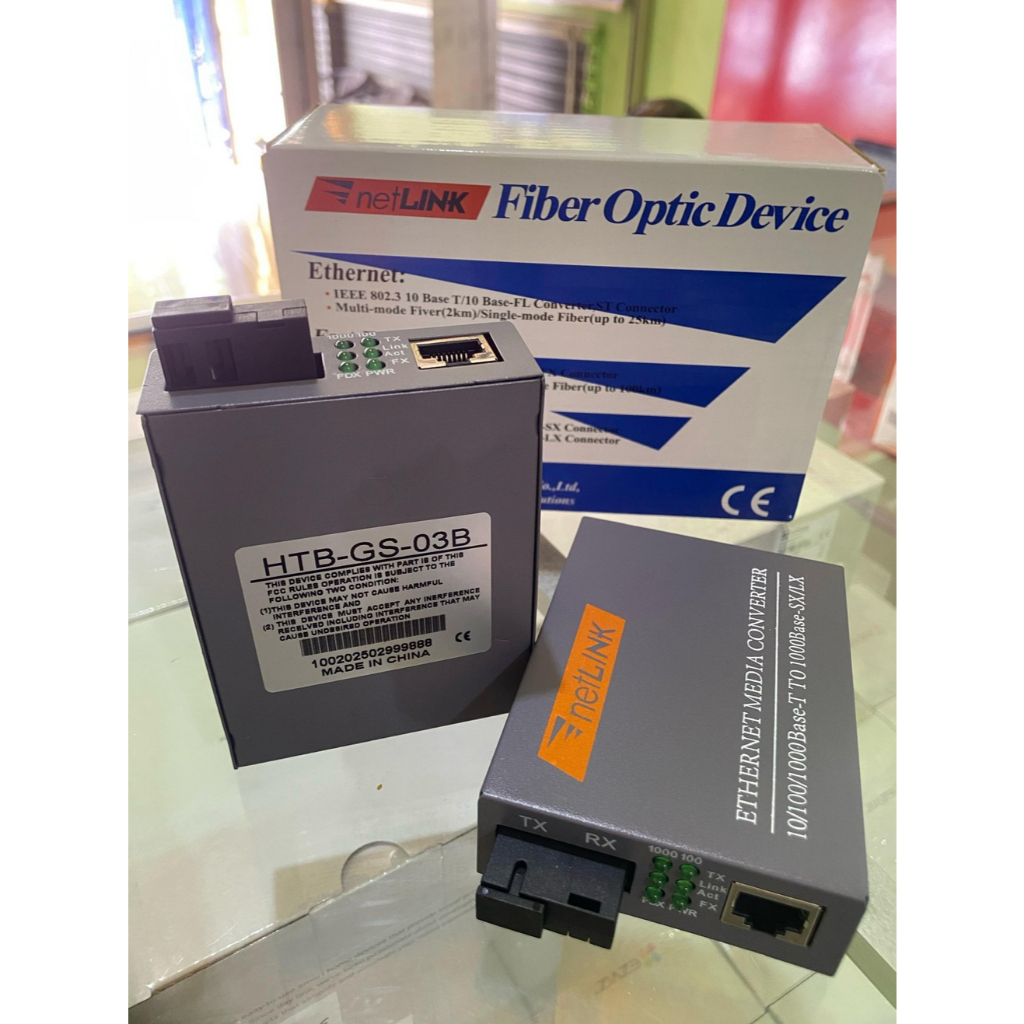 Jual NETLINK HTB-GS03 A+B Gigabit Fiber Optic Media Converter SM 10/100/1000Mbps WITH ADAPTOR 5V ...
