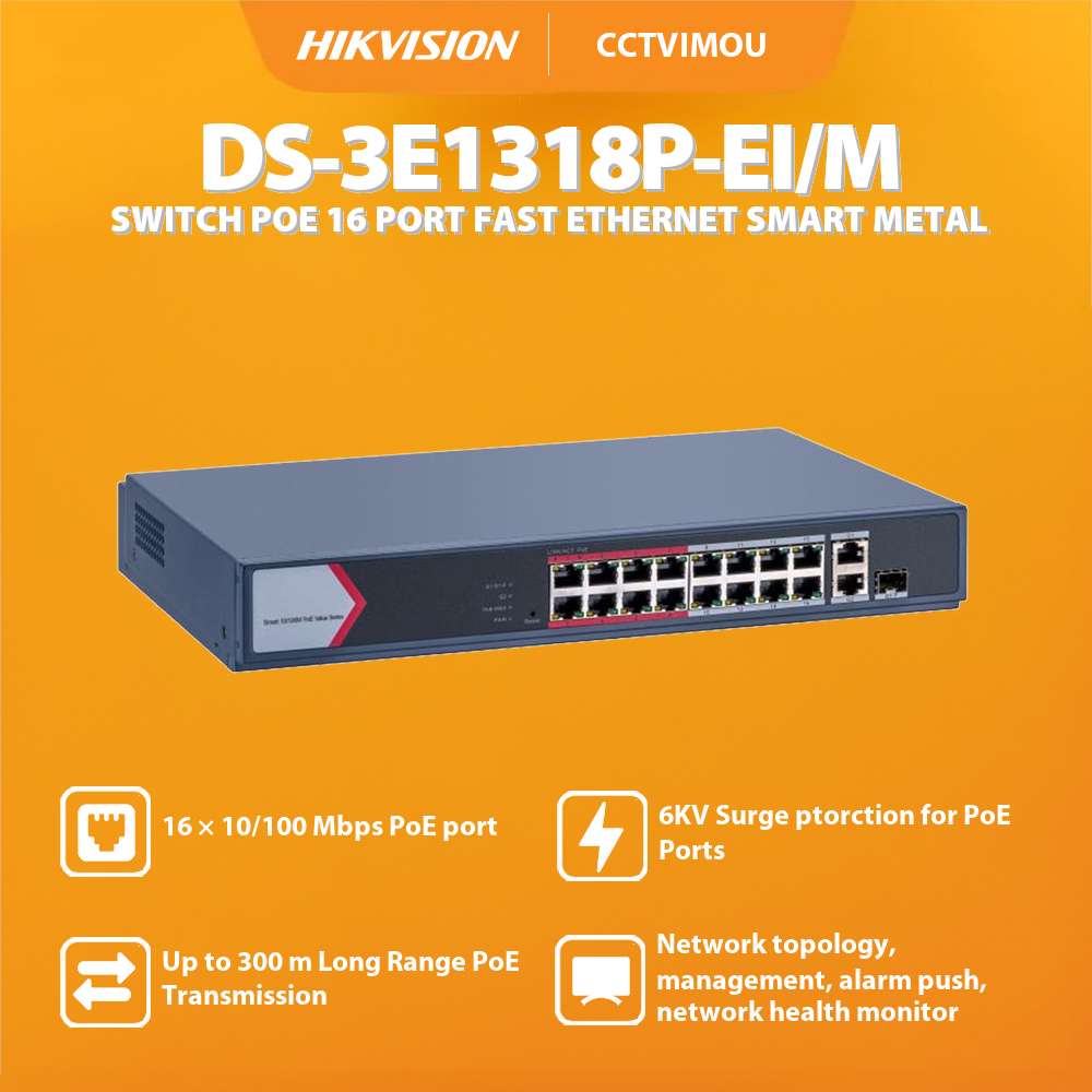 Jual HIKVISION DS-3E1318P-EI/M 16 PORT FAST ETHERNET SMART POE SWITCH ...