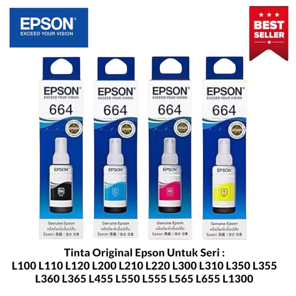 Jual TINTA EPSON 664 ORIGINAL 1 SET L110/L120/L210/L220/L310/L360/L1300 ...