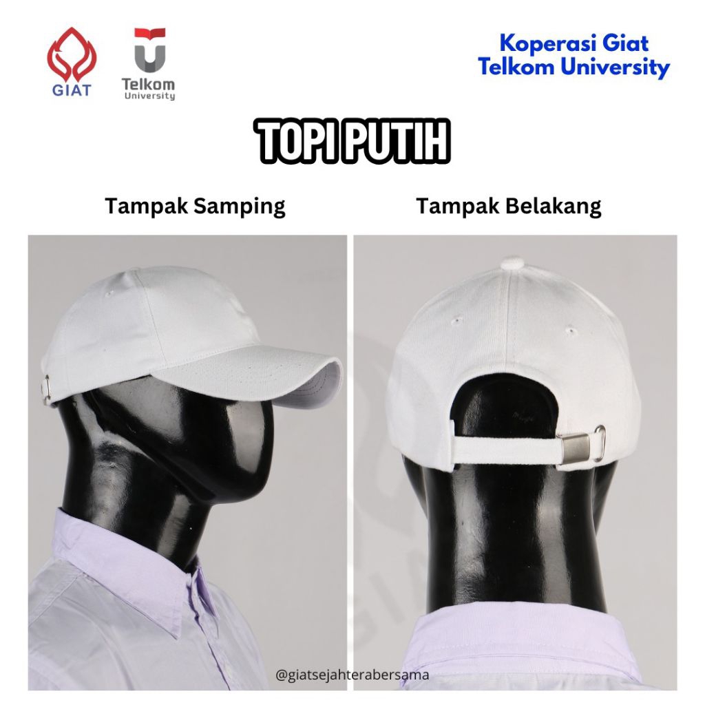 Jual TOPI | TOPI PUTIH POLOS | TOPI PUTIH | TELKOM UNIVERSITY | Shopee ...