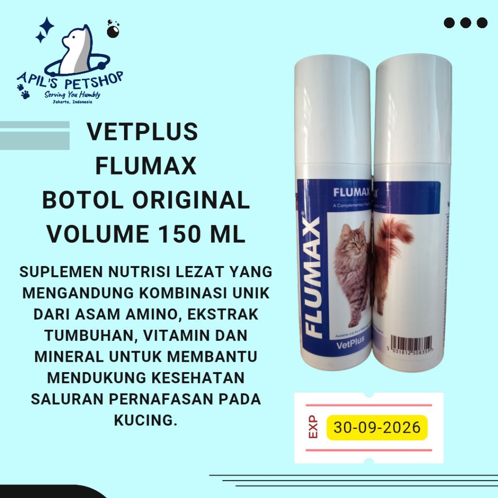 Jual FLUMAX VETPLUS SUPLEMEN KESEHATAN SALURAN PERNAFASAN/ OBAT FLU KUCING BOTOL 150 ML | Shopee ...