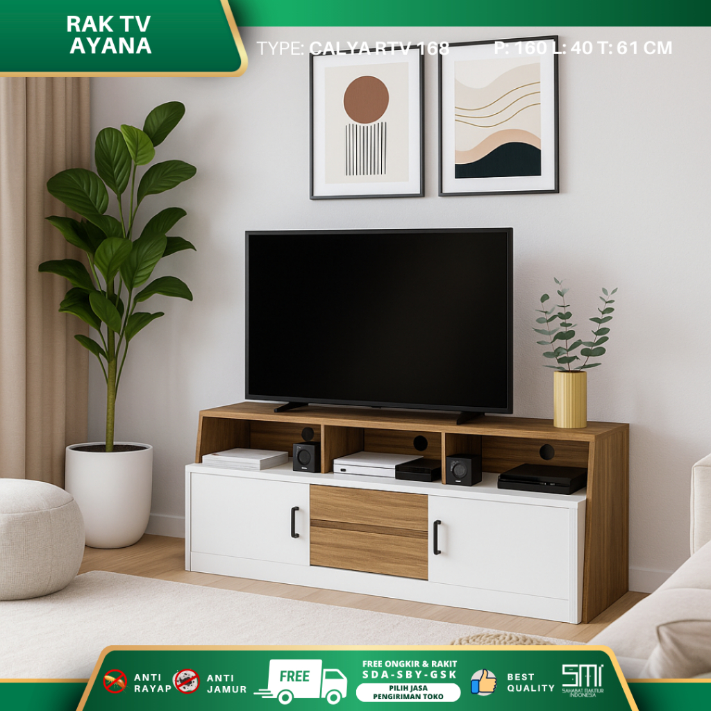 Jual Rak TV Pintu Sliding, Rak TV Partikel Ayana Calya RTV 168, Lemari ...