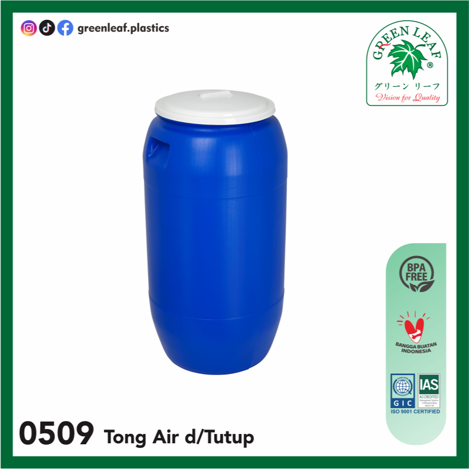 Jual Green Leaf Water Barrel with Cover - 90 L / Tong Air (0509 ...