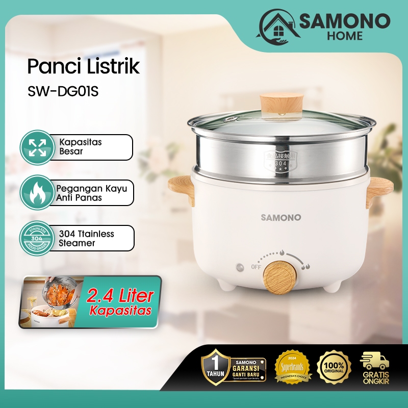 Jual SAMONO Panci Listrik 2,4 L + 1,6 L Liter Fry Pan Teflon Keramik ...