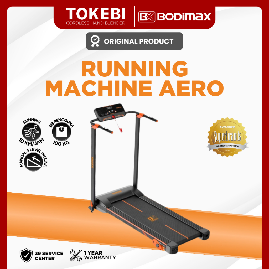 Jual BODIMAX RUNNING MACHINE AERO / Treadmill 10KM/H / Incline 3 Level ...