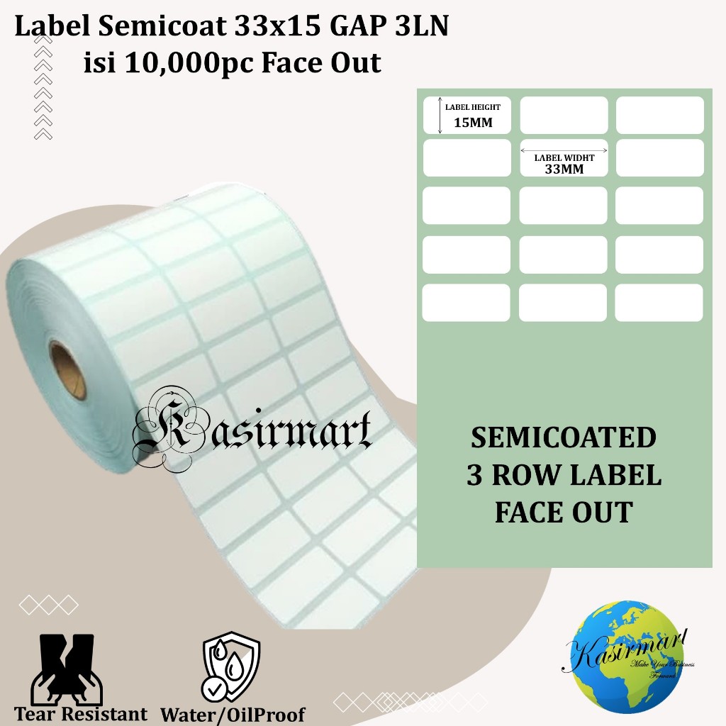 Jual Sticker Label Barcode Harga Semicoated 33x15 3 Line isi 10.000 ...