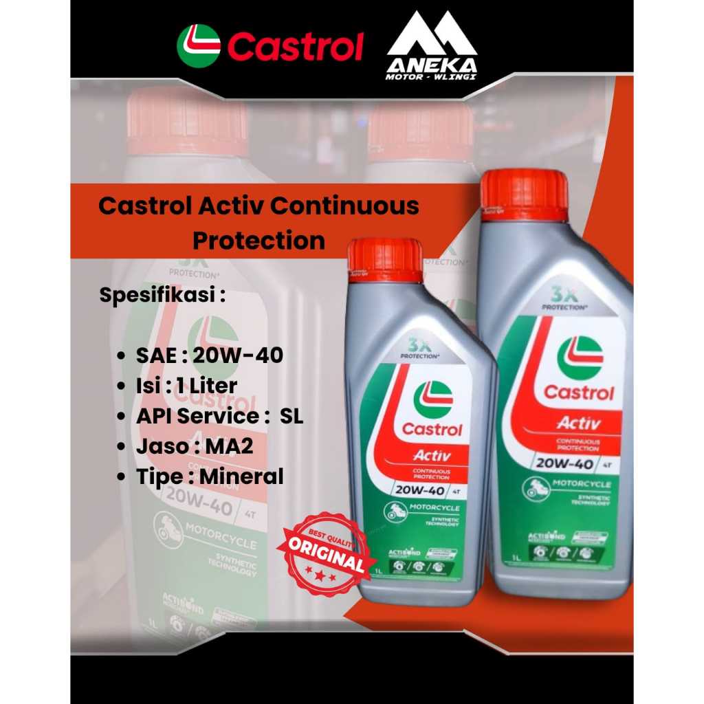 Jual [CASTROL ORIGINAL] Castrol Activ 20W-40 1L - Oli Motor 4T Harian ...