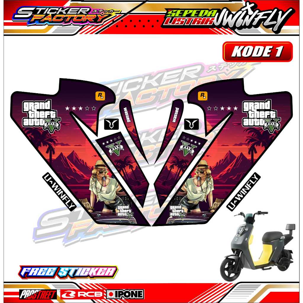 Jual STRIPING VARIASI SEPEDA LISTRIK UWINFLY - GTA EDITION / STICKER ...
