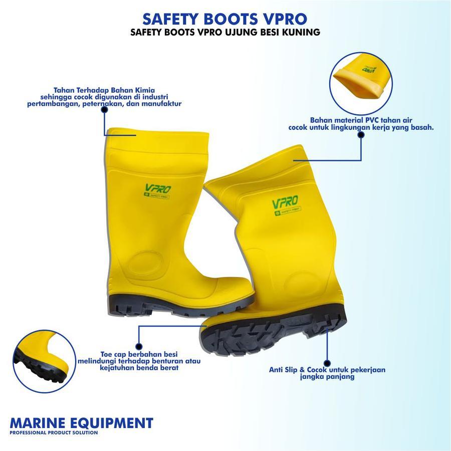 Jual Sepatu Rubber Booth Safety VPRO Warna Kuning Ujung Besi | Shopee ...