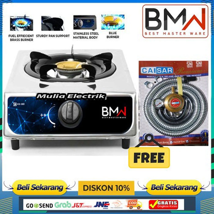 Jual Kompor BMW 1 Tungku & FREE Selang gas Paket Regulator SNI bahan kokoh paket koplit paling ...