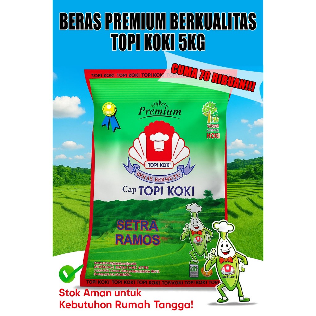 Jual Beras Topi Koki Setra Ramos 5kg – Beras Pulen & Bermutu Tinggi ...
