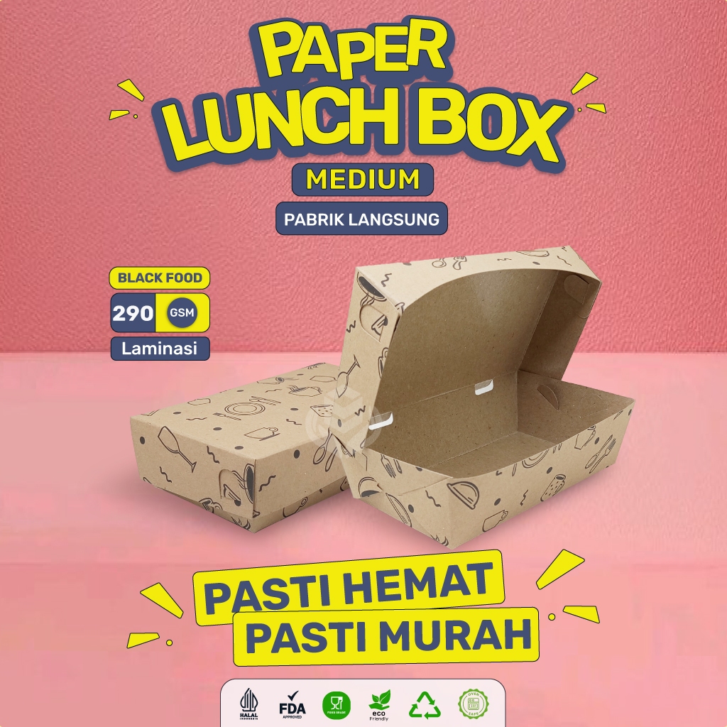 Jual Paper Lunch Box Medium Motif Laminasi Lunch Box M (LB1K224 ...