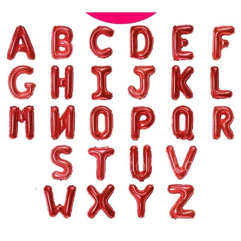 Jual Balon Foil Huruf Alfabet A-Z Warna Merah 16inch 40cm Dekorasi ...