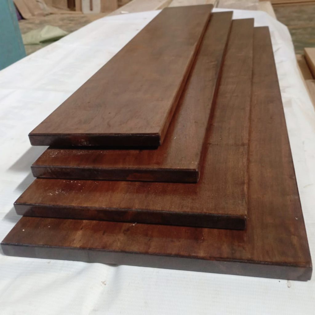 Jual Ambalan papan kayu Waru solid Vernish oil base Coklat tua dan ...