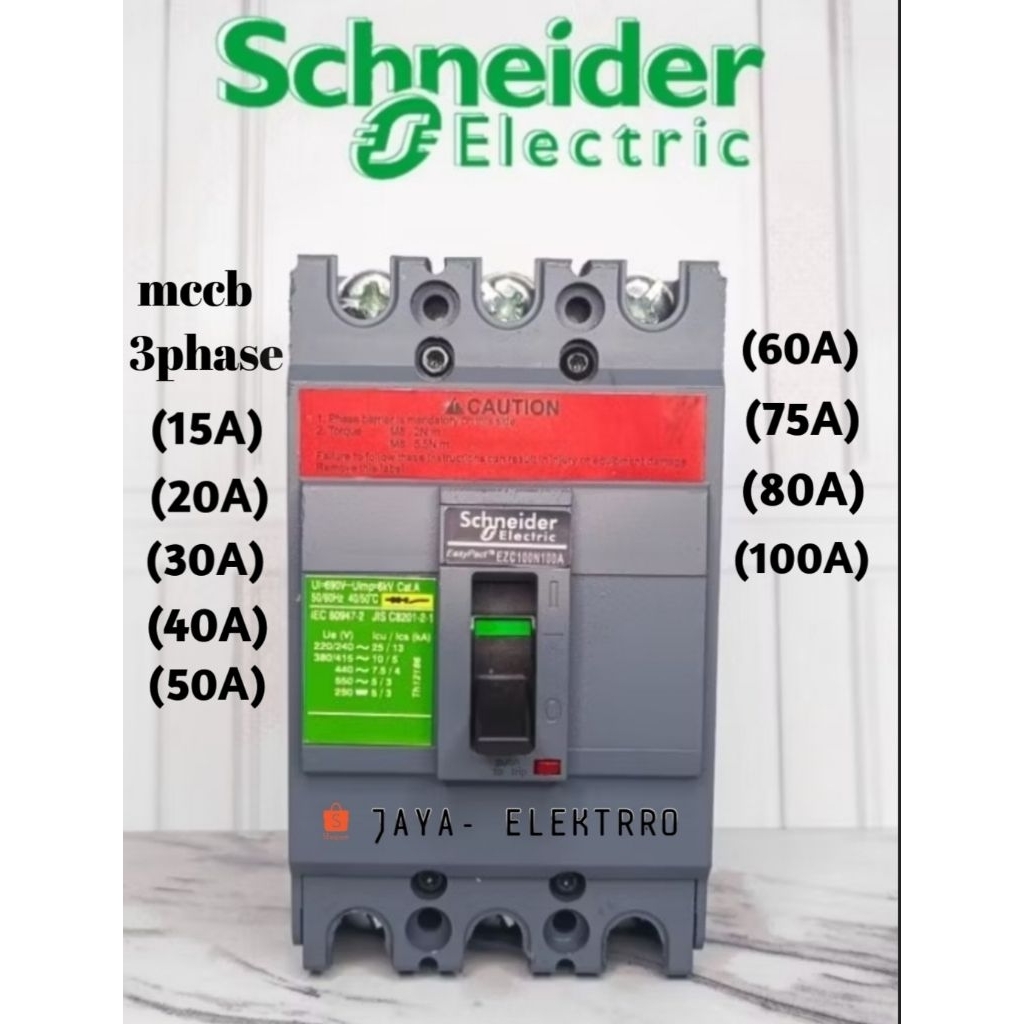 Jual MCCB BREAKER Easypact type Ezc 15A 30A 40A 50A 60A 75A 80A 100A ...