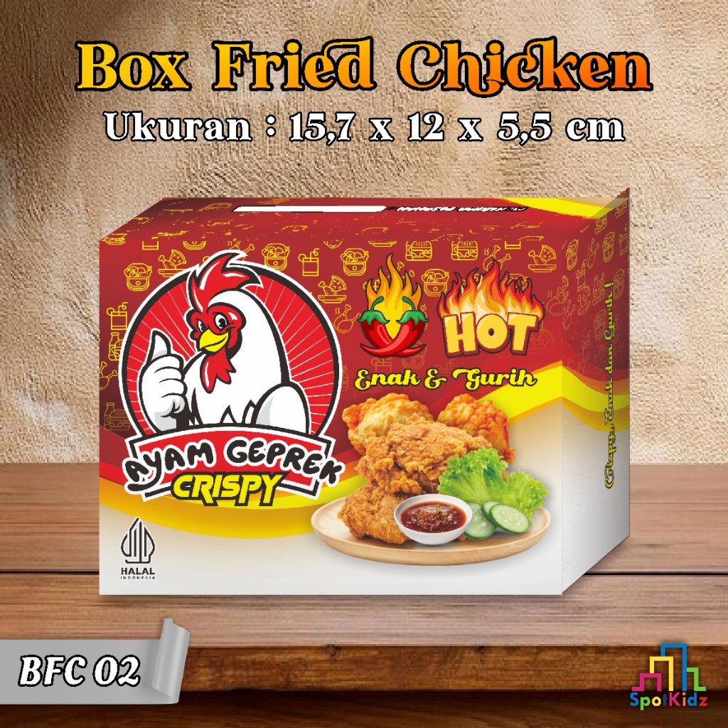 Jual [100PCS] DUS AYAM GEPREK READY STOCK - BOX FRIED CHICKEN LUNCH BOX ...
