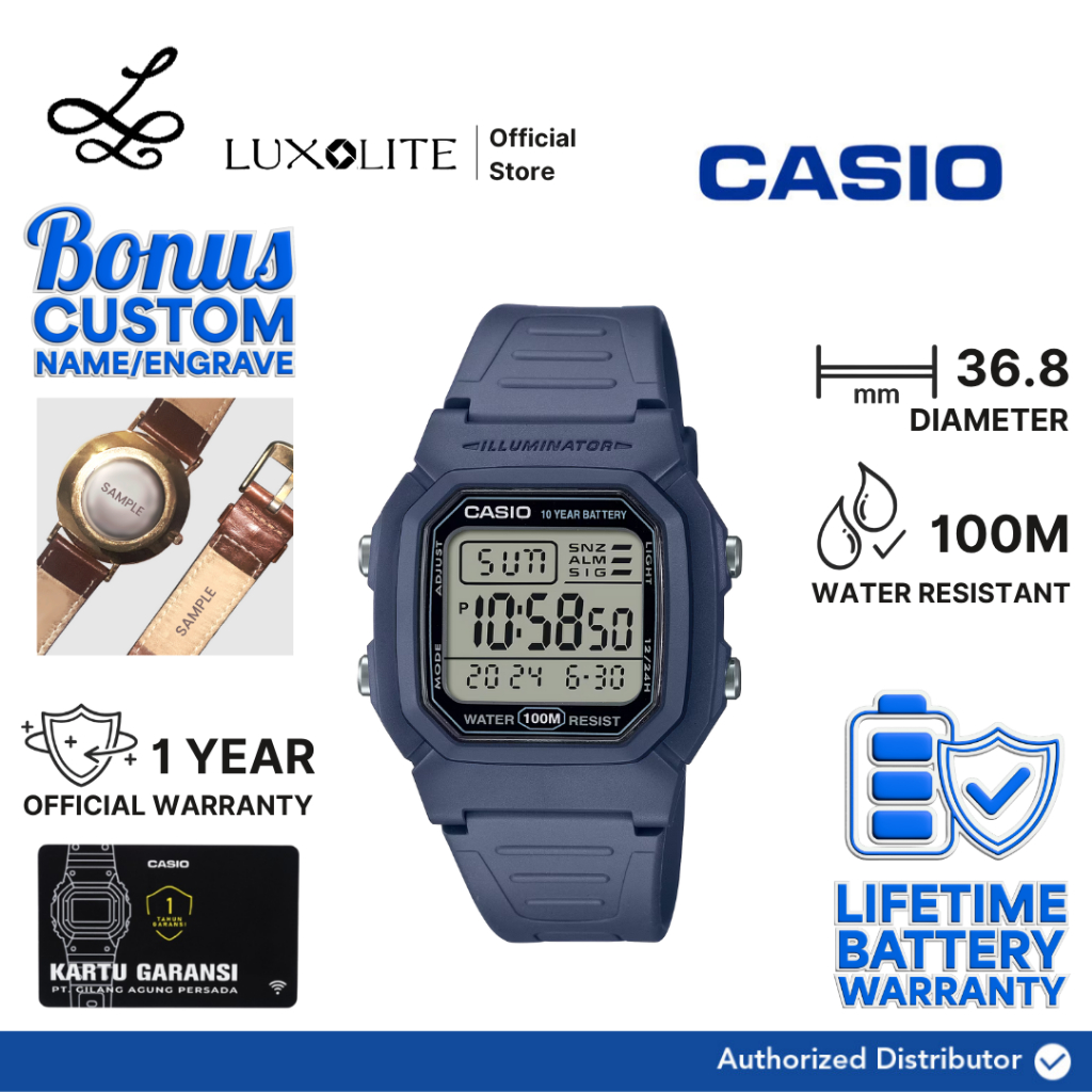 Jual [Luxolite] CASIO Jam Tangan Pria Digital W-800H-2AVDF W-800H-2A W-800H-2 Digital Dial Blue ...