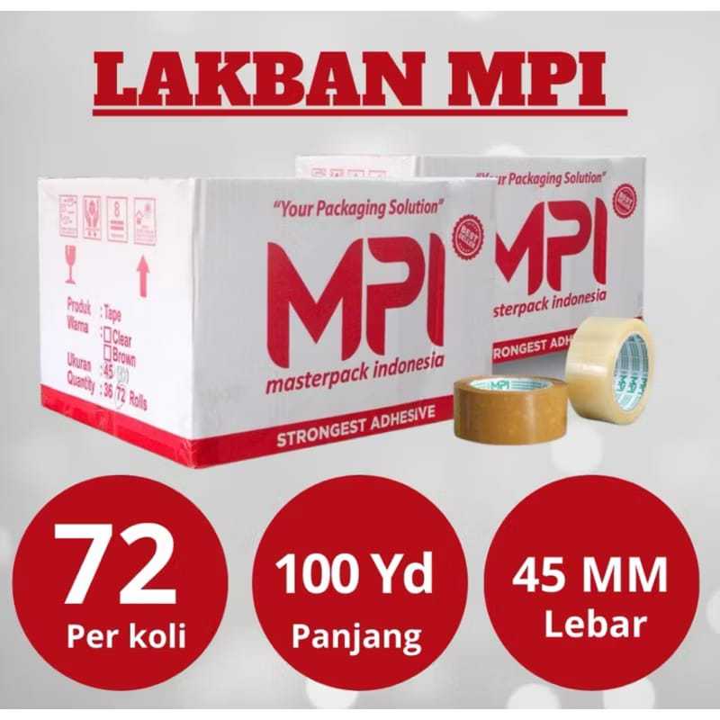 Jual Harga Per Dus isi 72 pcs / Selotip Isolasi Lakban MPI 45mm x 100 yard | Shopee Indonesia