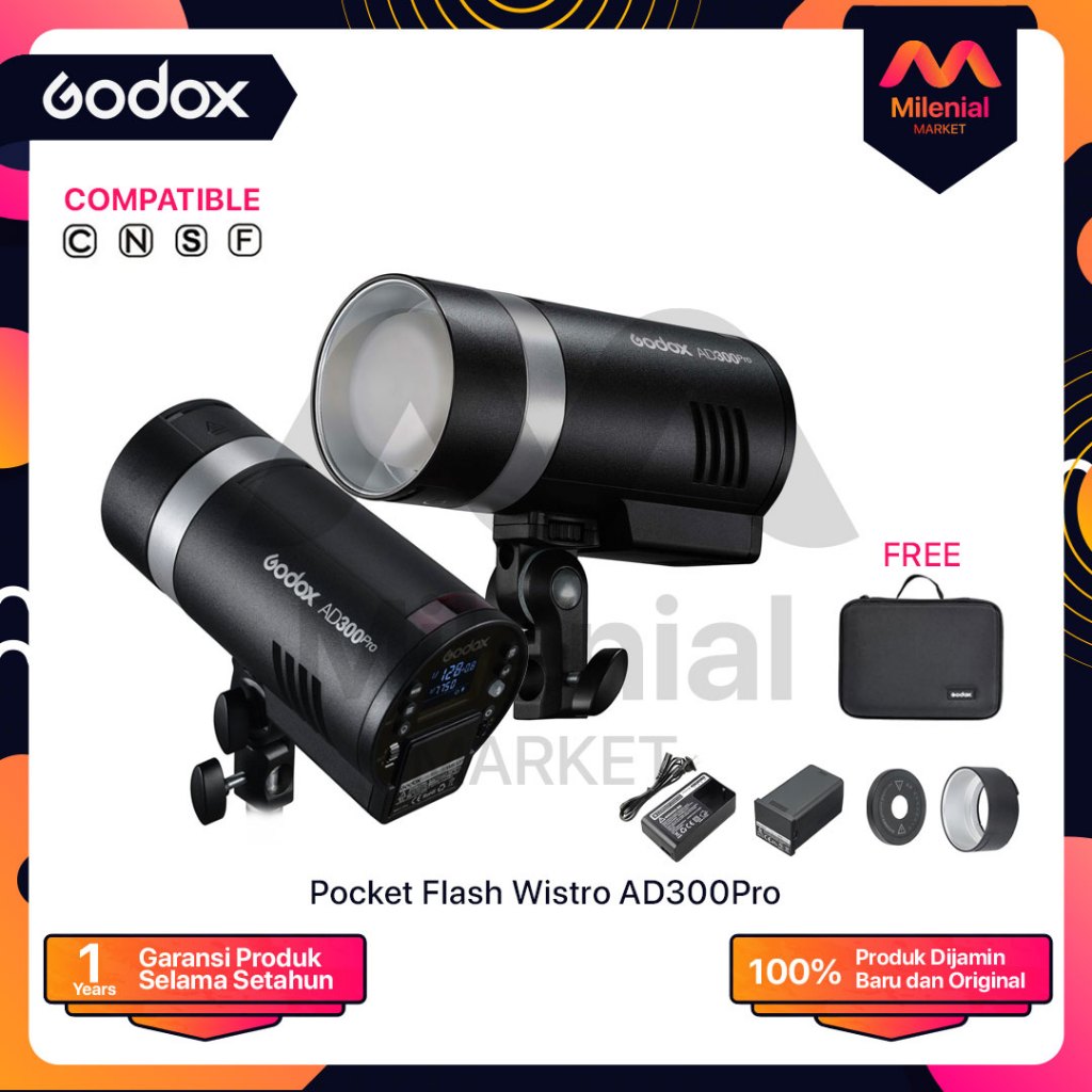 Jual Godox Ad300 Pro Godox Ad 300 Pro Godox Ad300pro 300W portable ...
