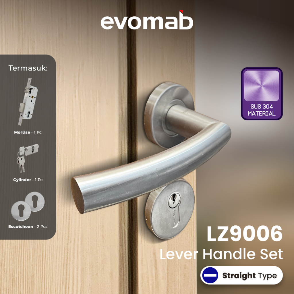 Jual evomab Gagang Handle Kunci Pintu Rumah Satu Set Lengkap Stainless ...