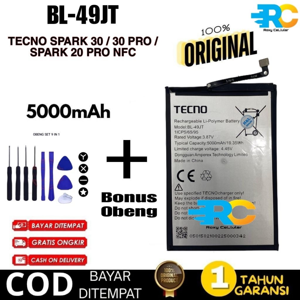 Jual Baterai Batre BL-49JT Tecno Spark 30 / 30 Pro / Spark 20 Pro Nfc ...