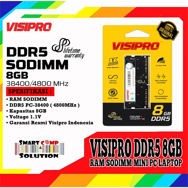 Jual RAM MEMORY VISIPRO DDR5 8GB / 16GB 4800MHz PC-38400 SODIMM LAPTOP ...