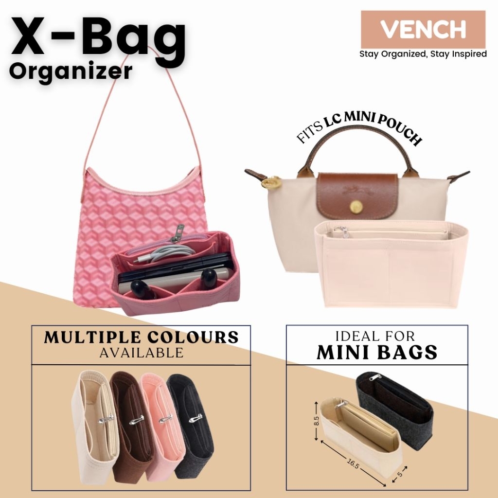 Jual X-Bag Flap Bag Organizer with Side Zipper/ Dual in Bag Insert/ Bag ...