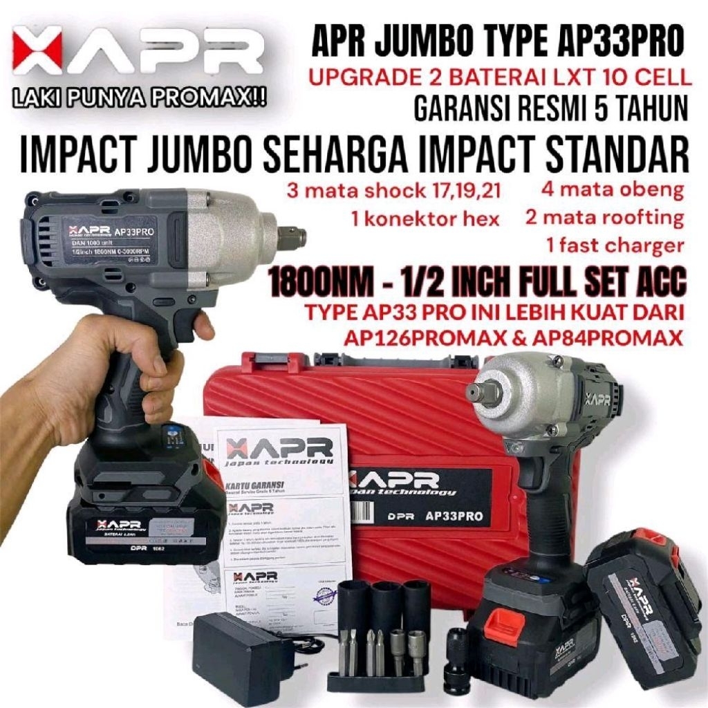 Jual Raja impact wrench jumbo apr ap33 pro 1800nm impek kuat mobil ...