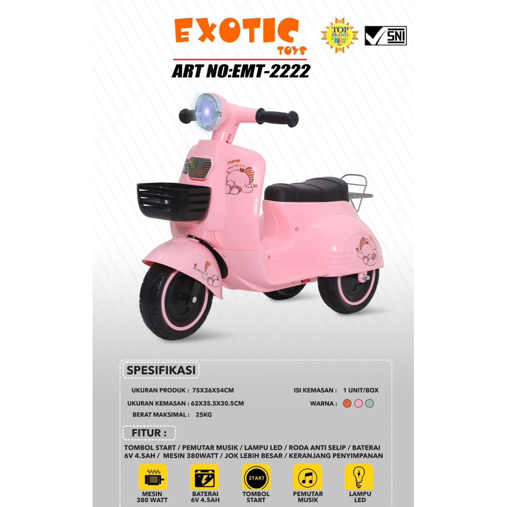Jual Exotic ET2102 EMT2222 EMT2243 motor bike gowes ada musik dan lampu ...