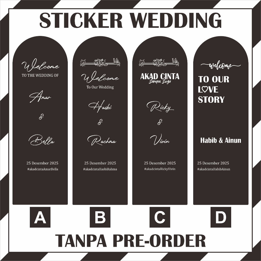 Jual Sticker Wedding / Engagement Sign Mirror Lebar 30cm 40cm 50cm 60cm ...