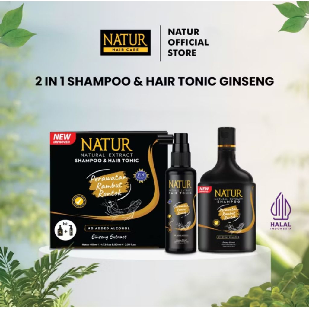 Jual Natur Shampoo & Hair Tonic 2 in 1 Ginseng Paket Shampoo Tonik ...