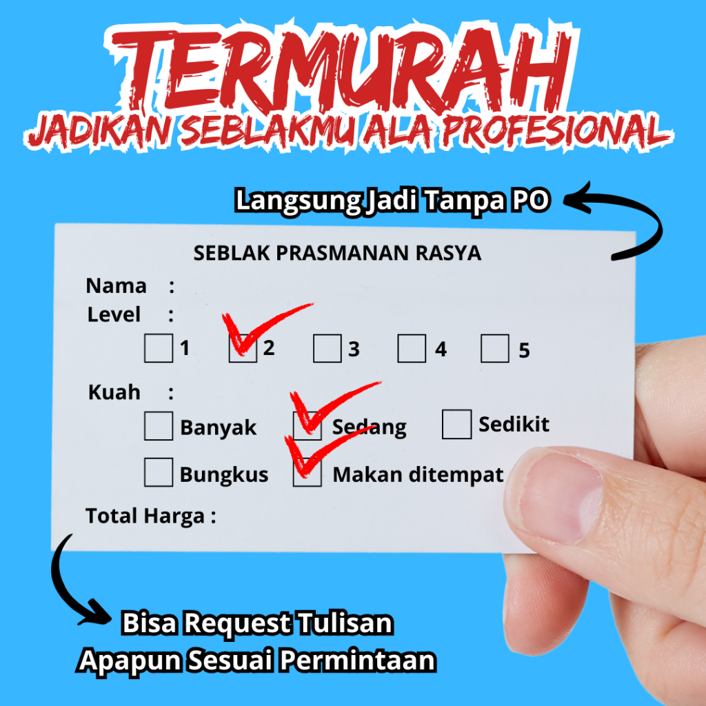 Jual KERTAS PESANAN SEBLAK PRASMANAN | DAFTAR LIST PESANAN | BISA ...