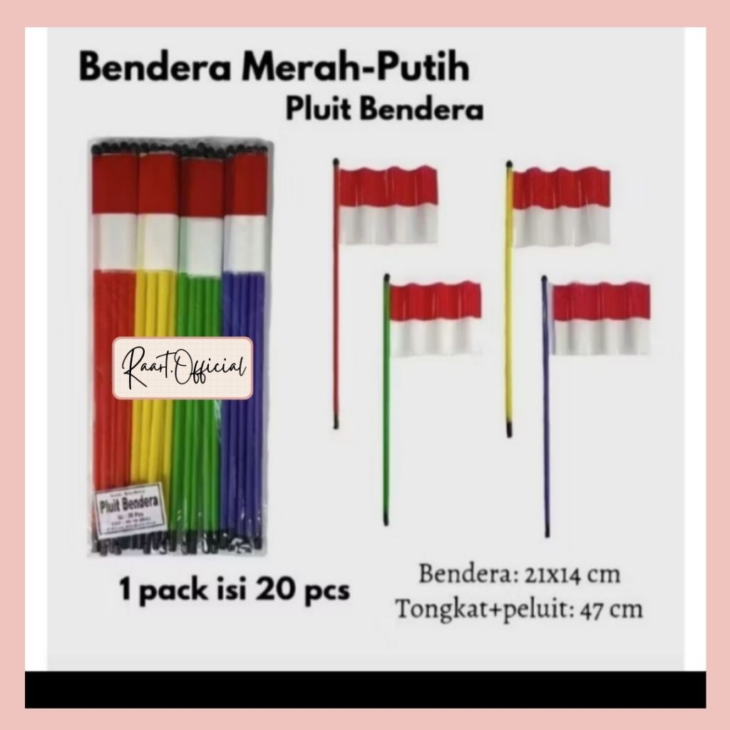 Jual Raart.Official. BENDERA PLUIT TANGKAI KEMERDEKAAN ISI 20PCS ...