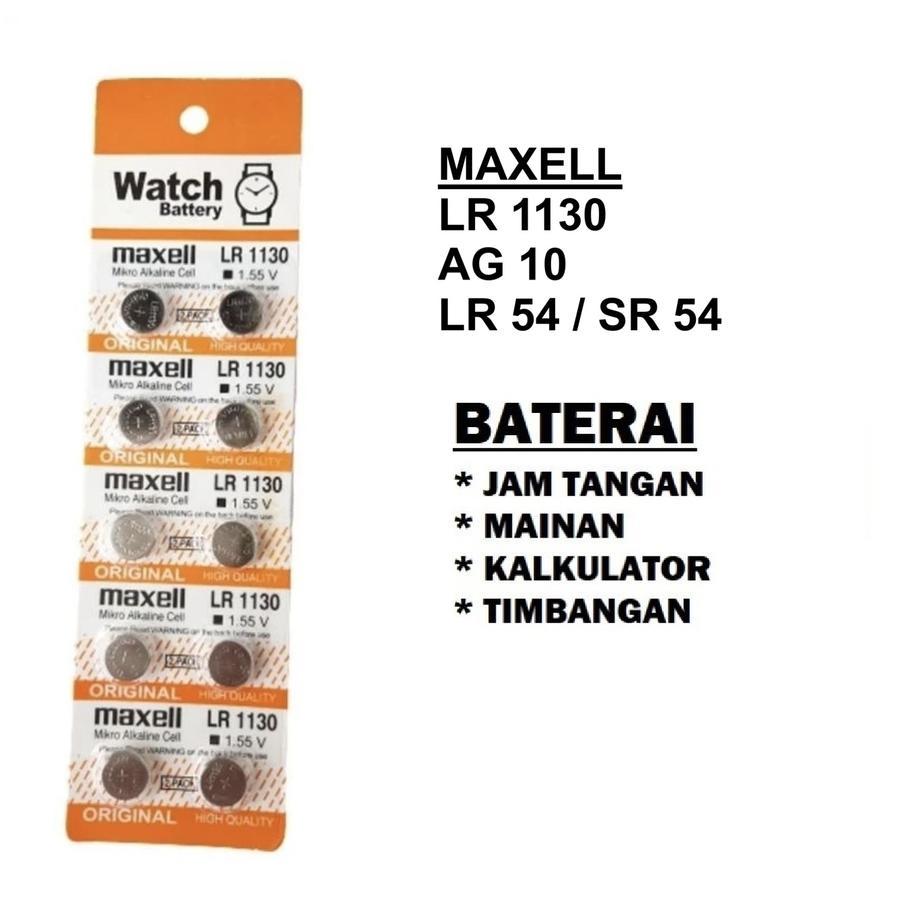 Jual Baterai Kancing MAXELL batre Watch Battery LR1130 Button Cell 1,55 V Pengganti LR 1130 ...