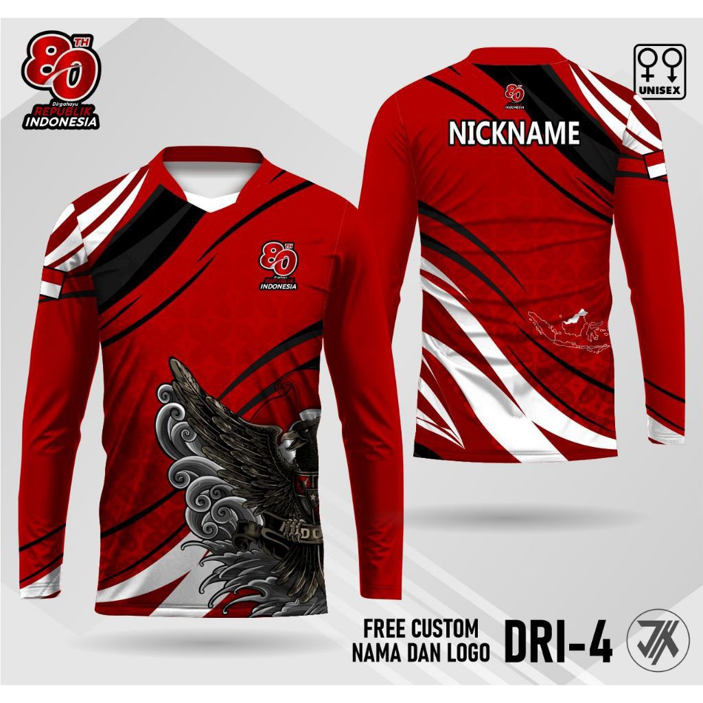 Jual Jersey lengan panjang Garuda Indonesia HUT RI ke 80 untuk 17 Agustusan free costum nama ...