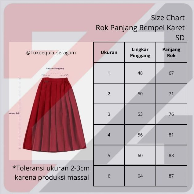 Jual Rok SD/MI Panjang Rok Rempel Seragam Sekolah Perempuan Kelas 1-6 ...