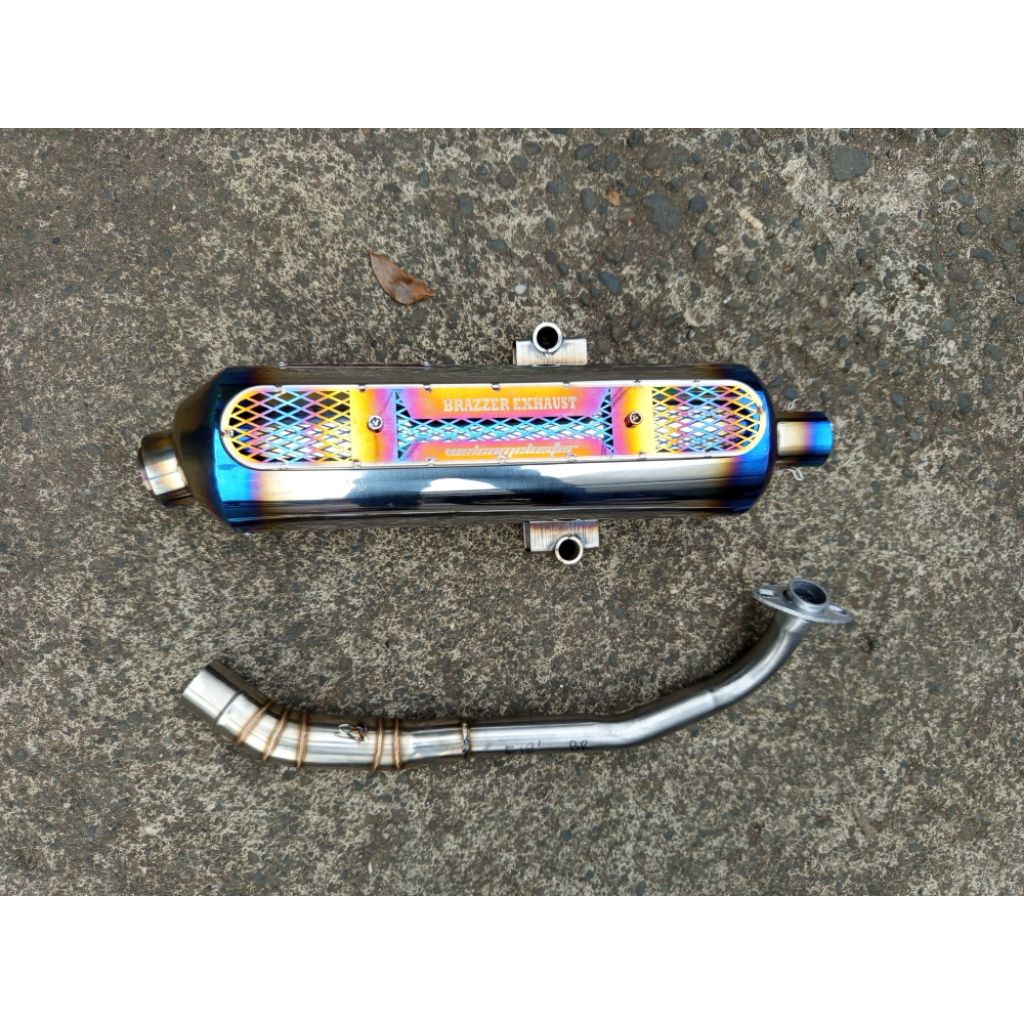 Jual Knalpot Standar Racing ala-ala Luster V2 Blue SS untuk motor Vario ...