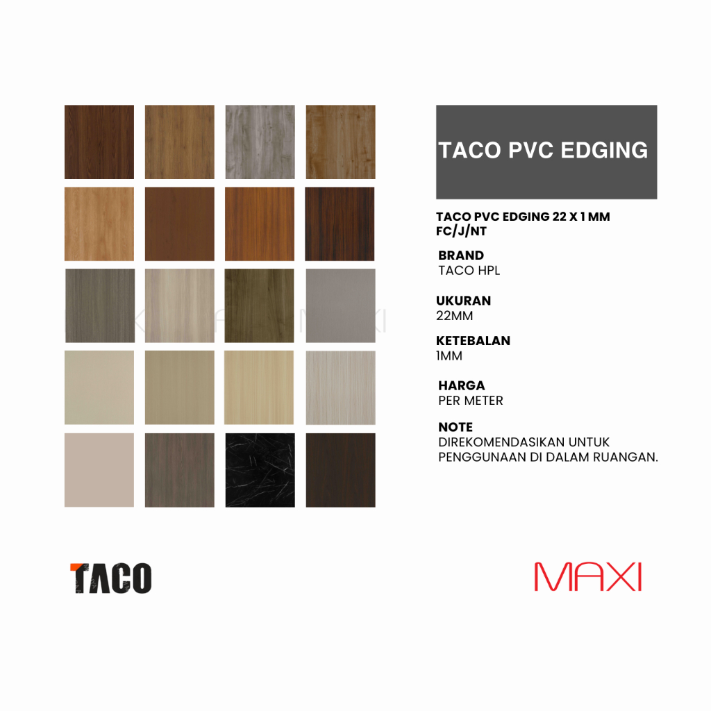 Jual TACO - PVC EDGING - No. BE-801 - TE-5037 - 22x1 mm - MATCH HPL ...